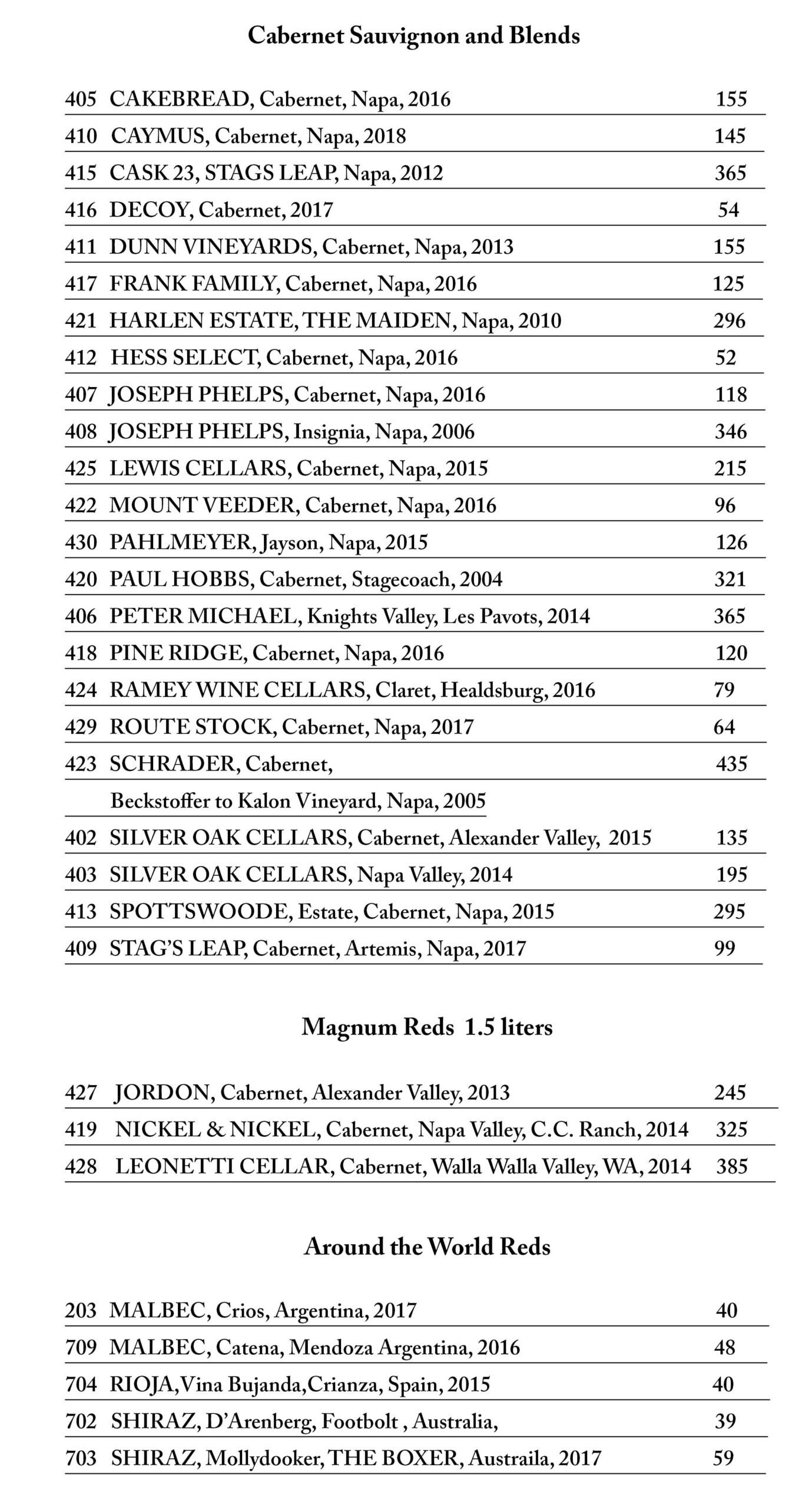 Wine List | The Monocle